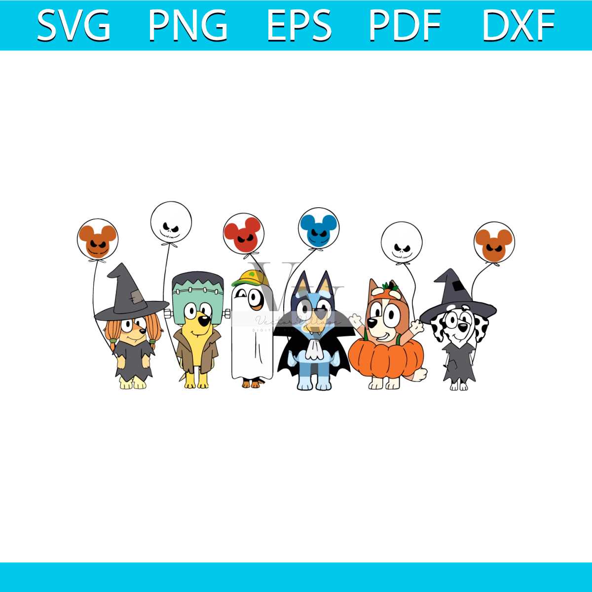 Halloween Horror Balloon Bluey Character SVG Digital File | Inspire Uplift