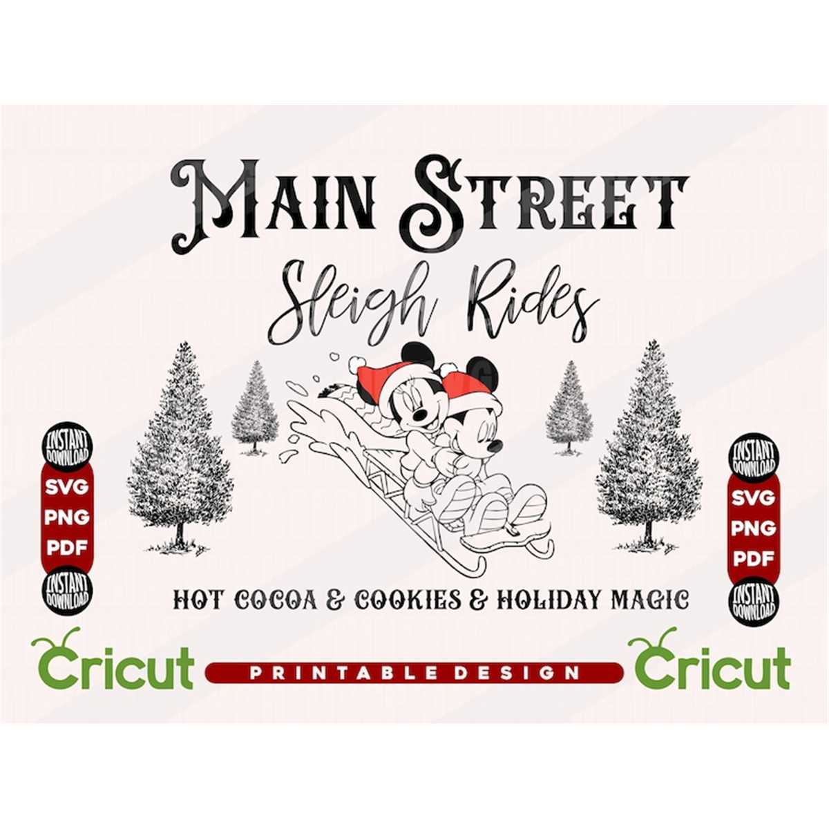 Main Street Sleigh Rides SVG Cricut Cut File, Mickey Christm | Inspire ...