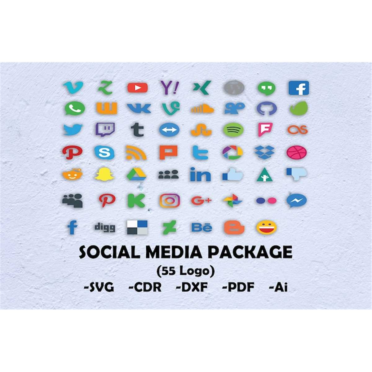 Social Media icons (55 pcs) svg cut dxf file wall sticker pd | Inspire ...