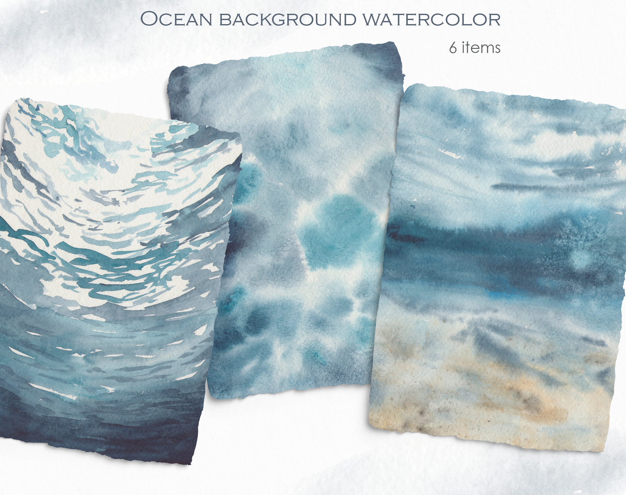 Ocean backgrounds in watercolor. Sea, waves, seabed clipart. | Inspire ...