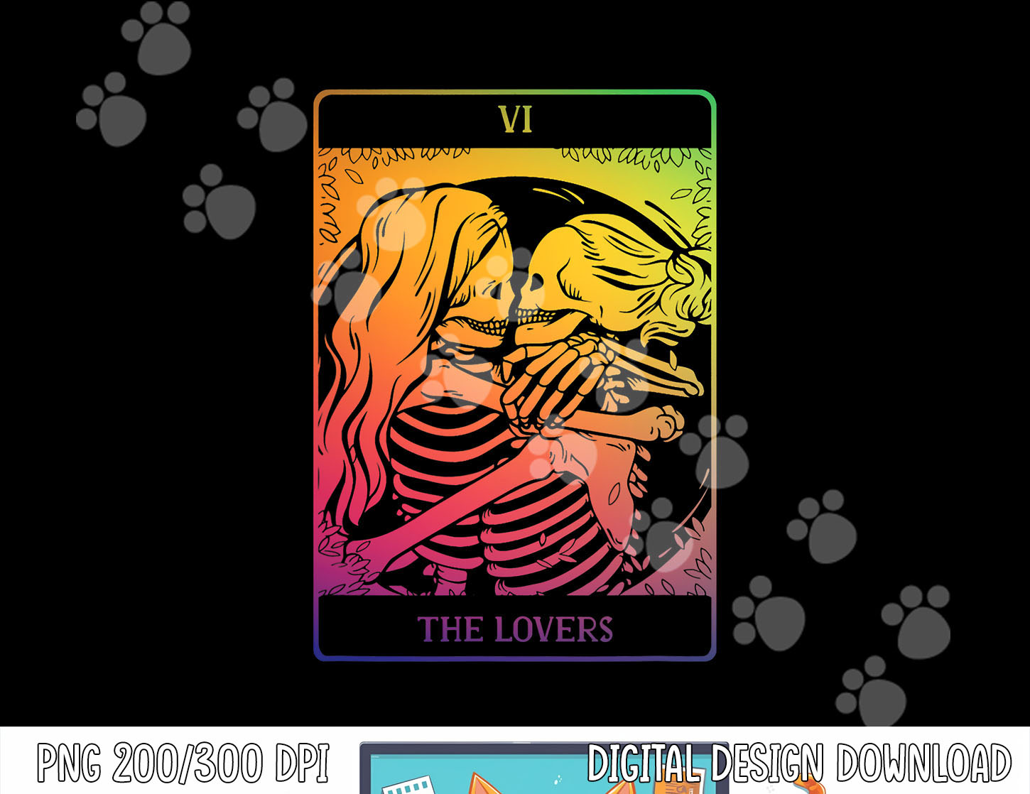 The Lovers Tarot Card Rainbow Occult Goth Lesbian Skeleton p | Inspire ...