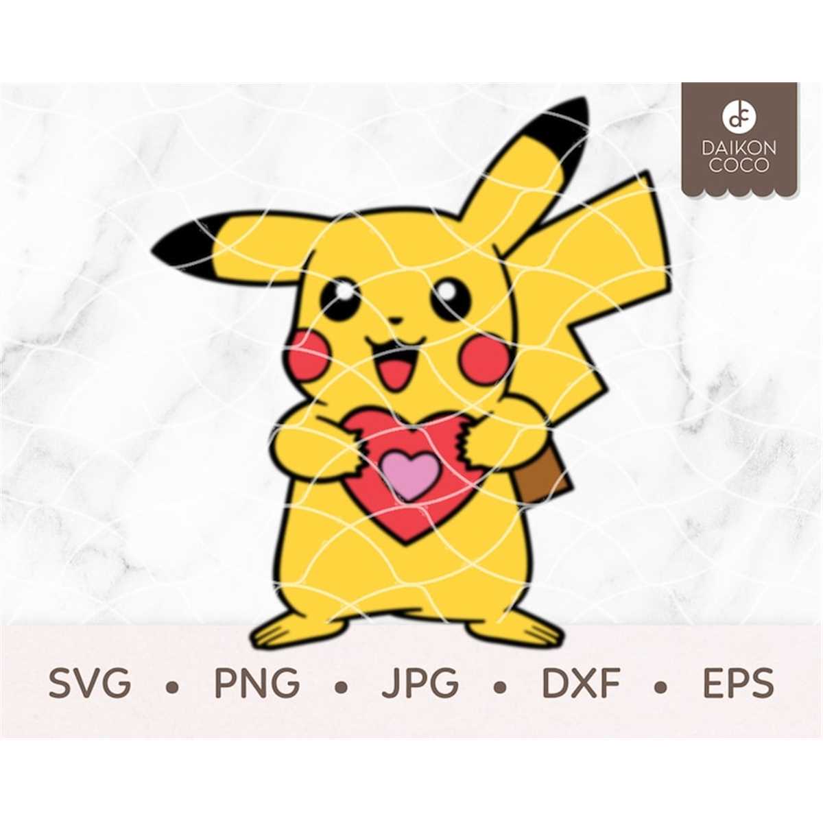 Pikachu Valentine SVG, Pikachu Heart SVG, Holding Heart SVG, | Inspire ...