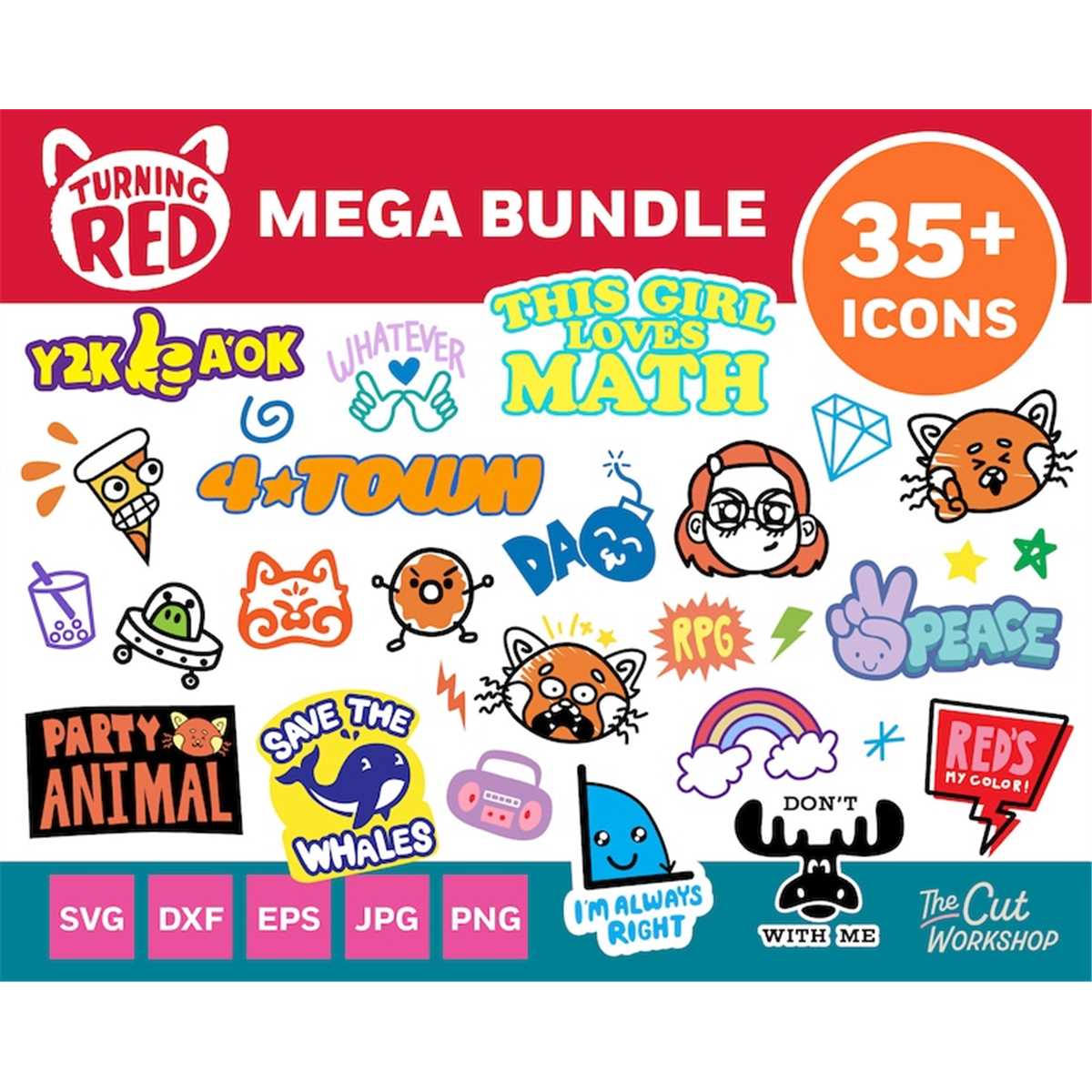 Turning Red Stickers MEGA BUNDLE Red Panda Mei Lee 35 Icons | Inspire ...