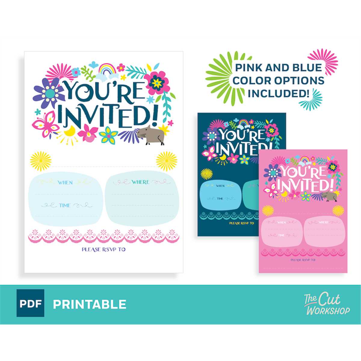 Encanto Birthday Party Invitation 5' x 7' Printable - Blue / | Inspire ...