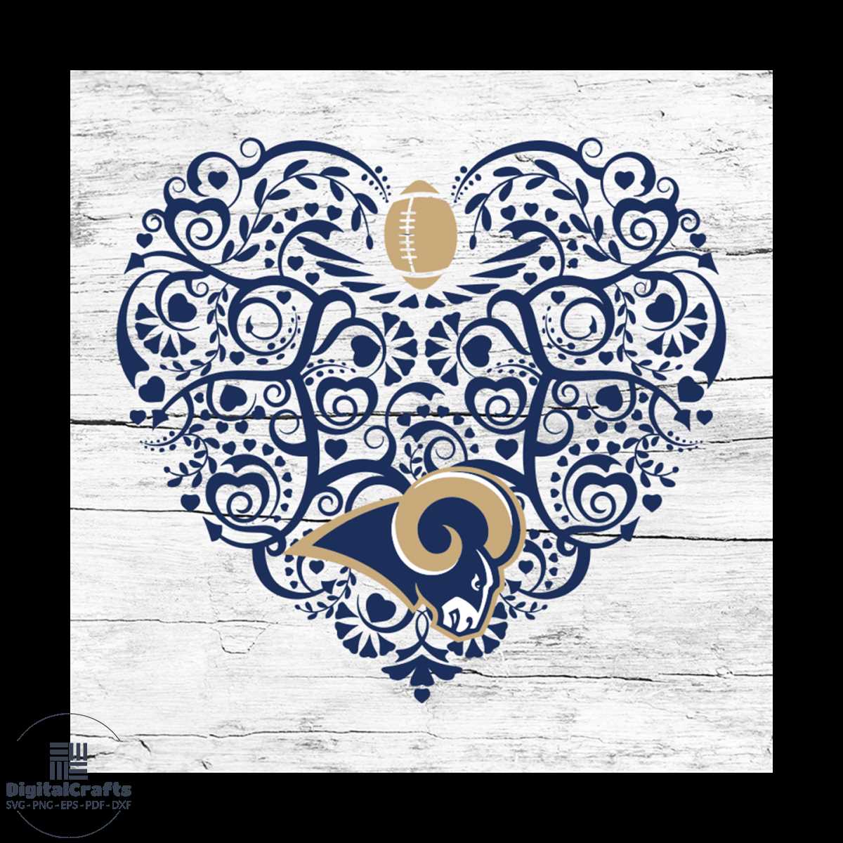 Los Angeles Rams, Heart SVG, NFL Svg, Football Svg, Cricut F | Inspire ...