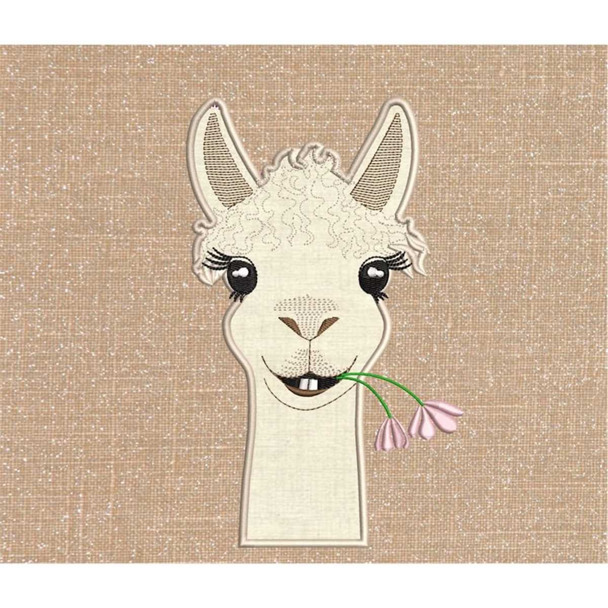 Machine embroidery designs Applique Llama alpaca head - Inspire Uplift