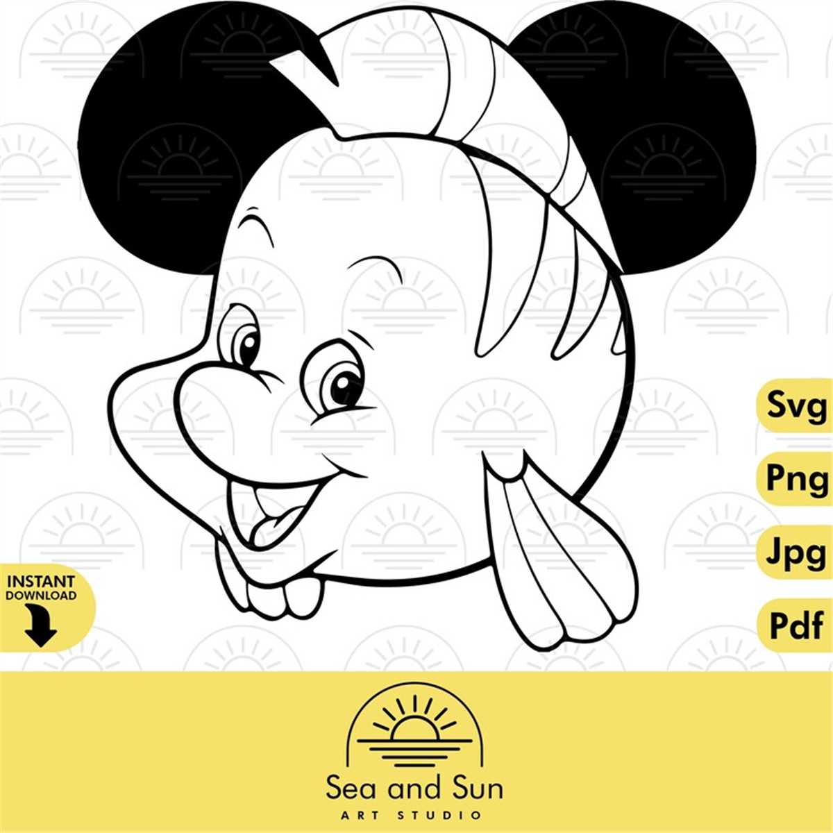 The little Mermaid Svg Clip art Files, Flounder, Minnie, Mou - Inspire ...