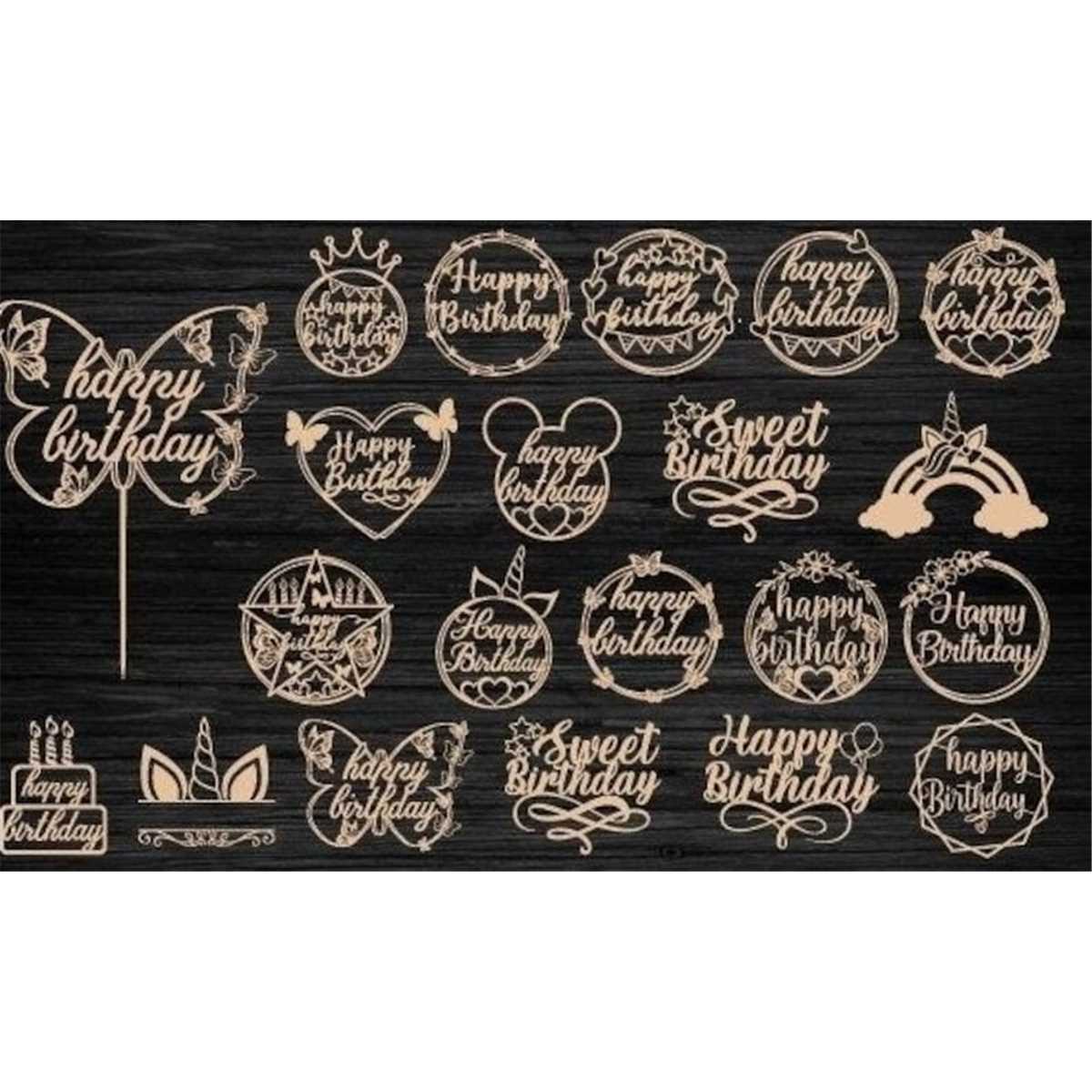 Birthday Cake Topper Laser Cut Bundle,Birthday cake topper s | Inspire ...