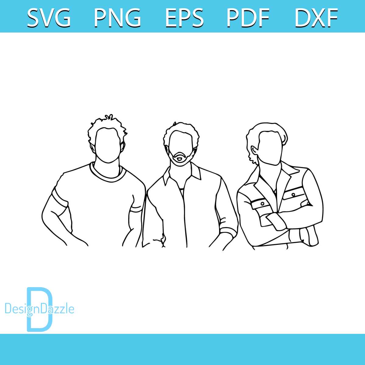 Jonas Brothers Band SVG Outline Drawing Jonas Brothers SVG | Inspire Uplift
