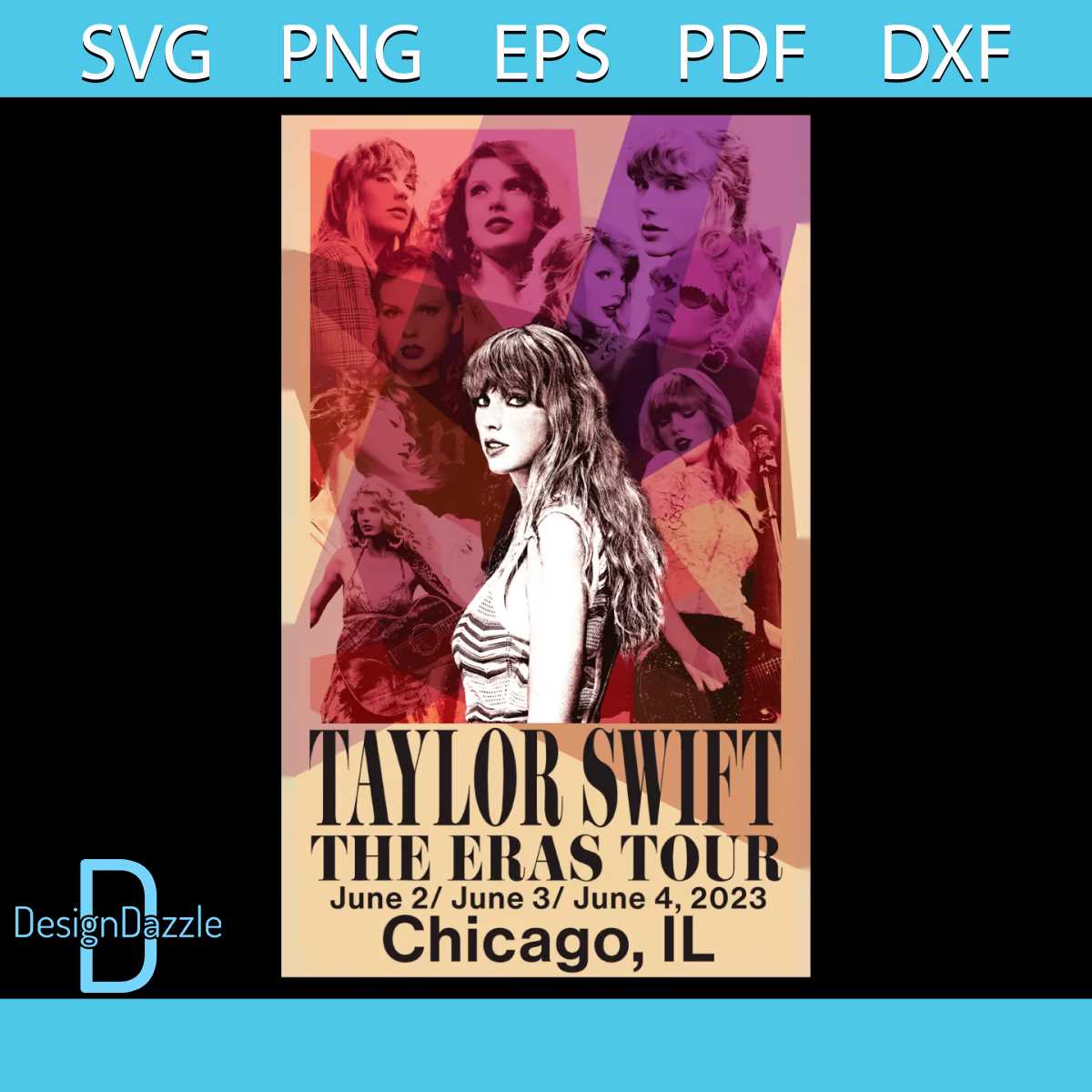 Taylor Swift the Eras Tour Chicago Concert PNG Download | Inspire Uplift