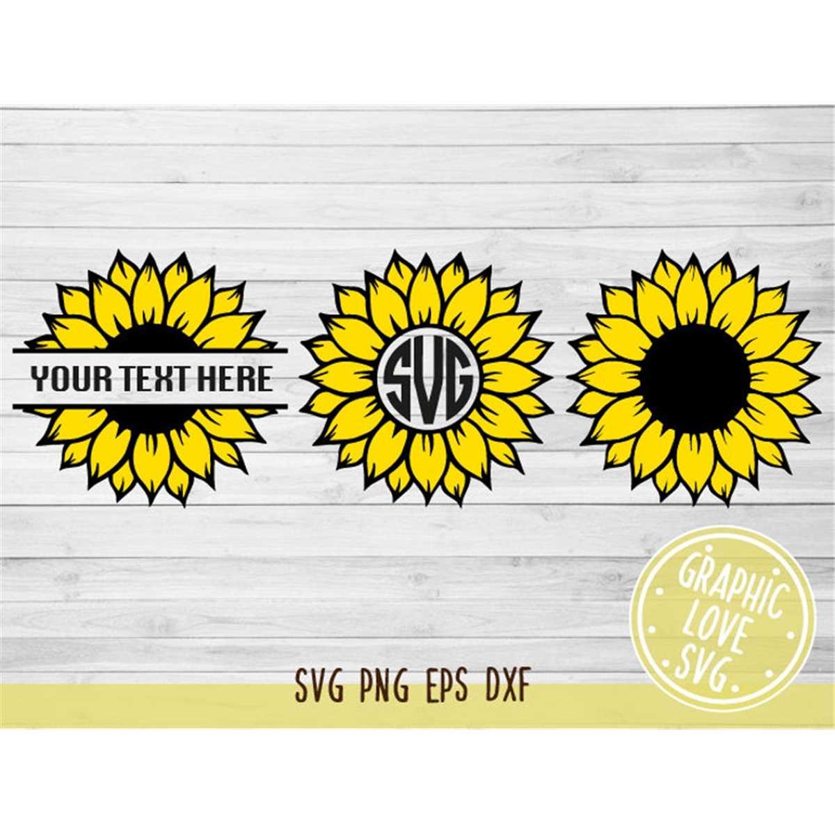 Split Sunflower svg, flower svg, Sunflower monogram svg, spl | Inspire ...