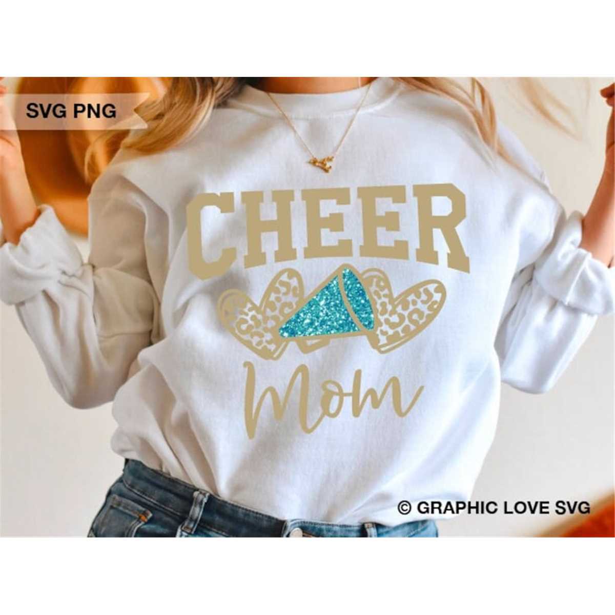 Cheer Mom Svg, Leopard Cheer Mom Png, Glitter Teal Cheerlead - Inspire ...