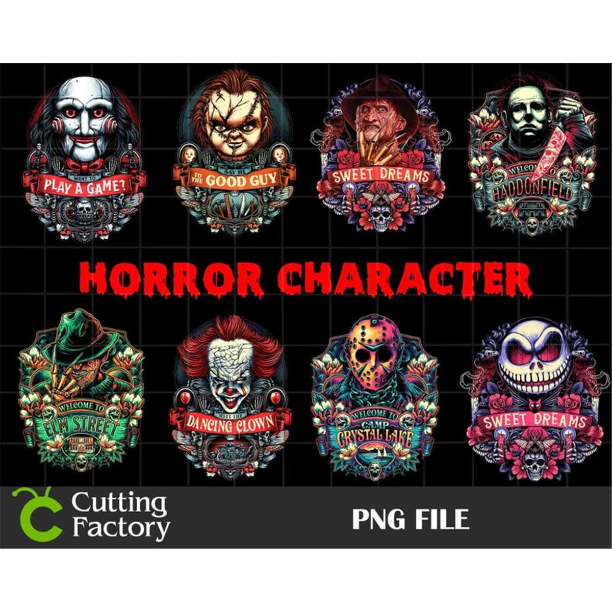 Horror Characters Clipart Bundle, Horror Character Png Bundl | Inspire ...