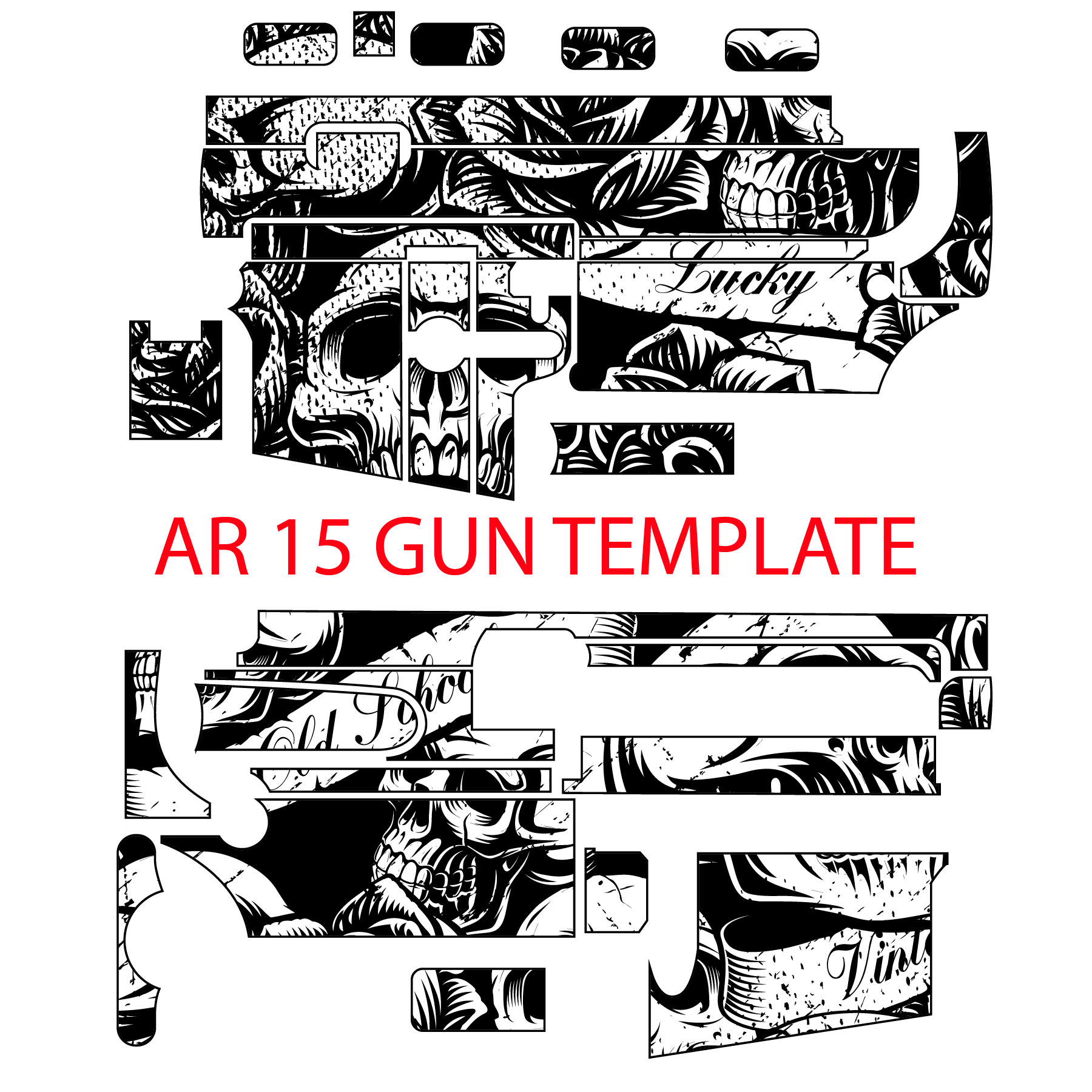 AR 15 Gun vintage skull seamless pattern svg laser Engraving - Inspire ...