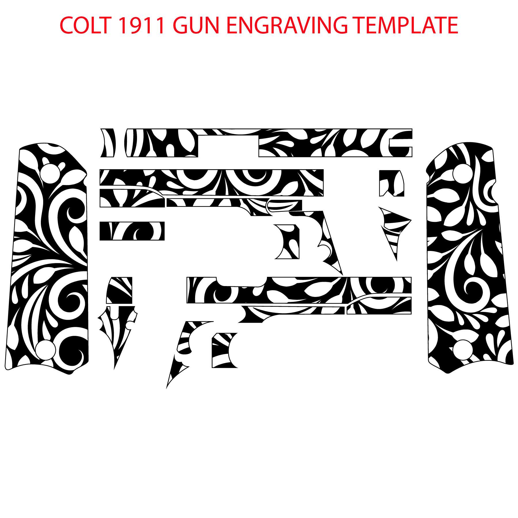Colt 1911 handgun full seamless floral Hawaii-themed scroll | Inspire ...