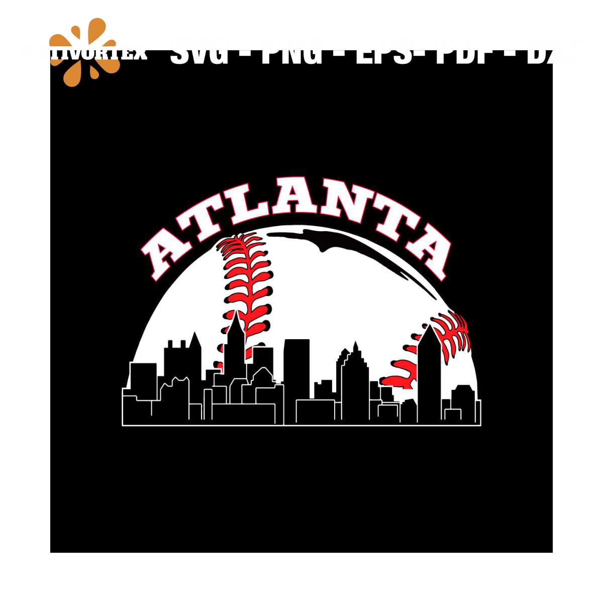 Atlanta Baseball Cityscape Svg, Sport Svg, ATL Skyline Svg, | Inspire ...