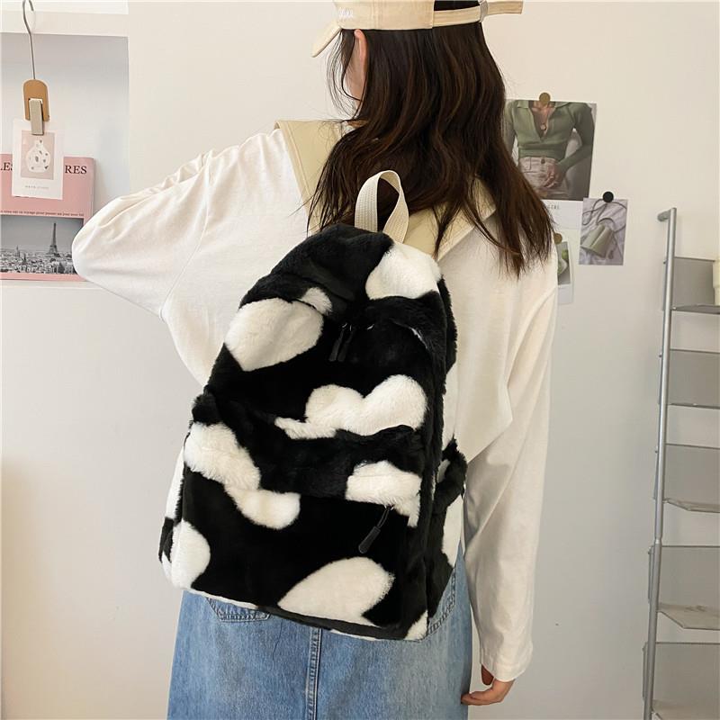 Heart Plush Cartoon Backpack Girl Plush Backpacks Cute Fur B | Inspire ...