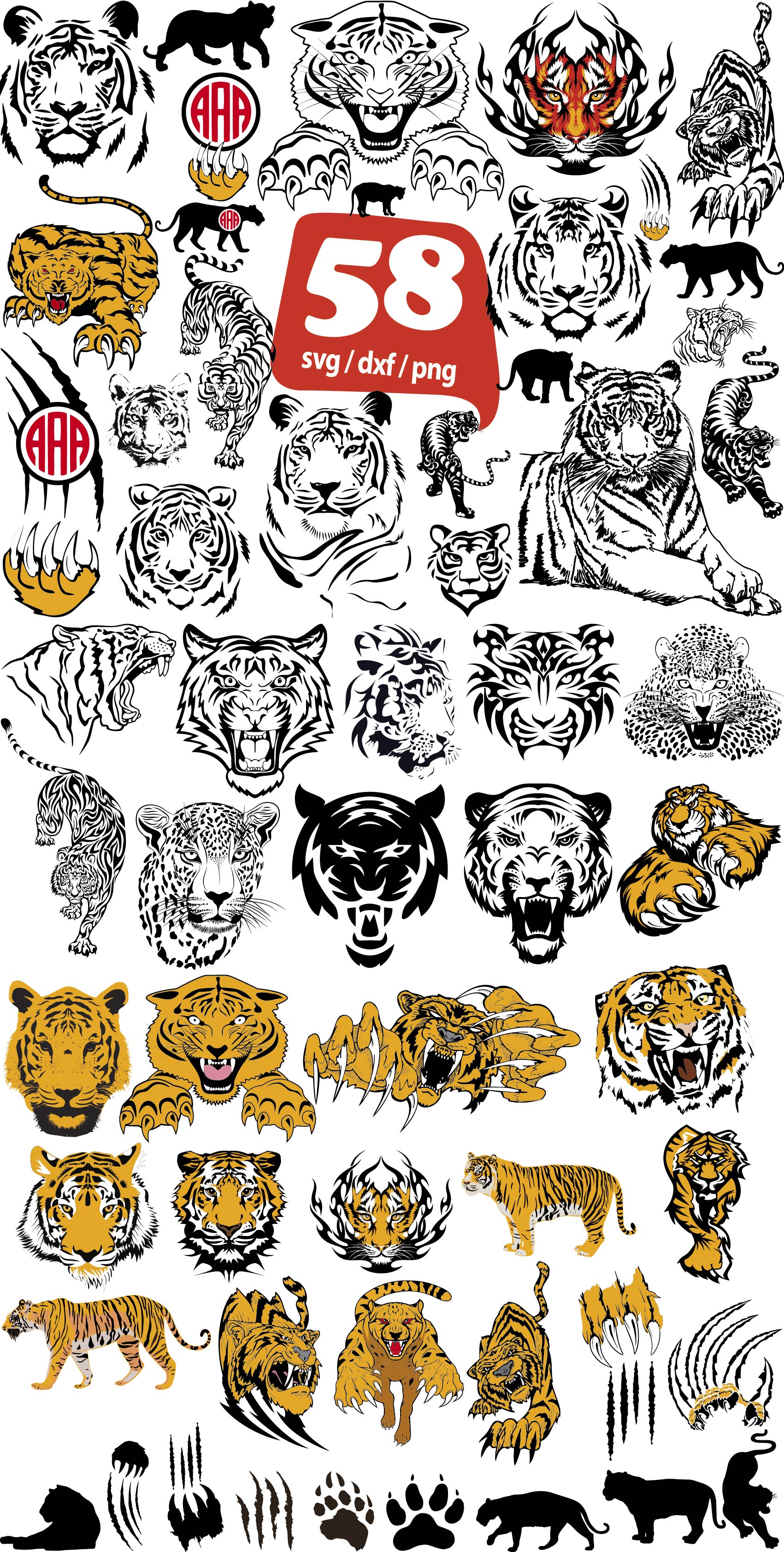 Tiger Svg Bundle, Tiger Face Svg, Tigers Cut File, Tiger Cli - Inspire Uplift