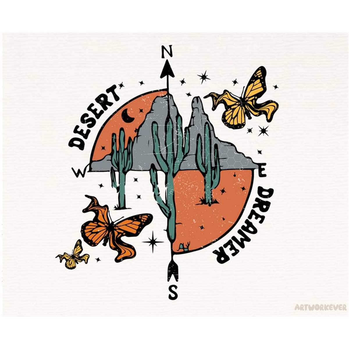 Desert Dreamer Retro Western Desert Compass Png, Western Sub | Inspire ...