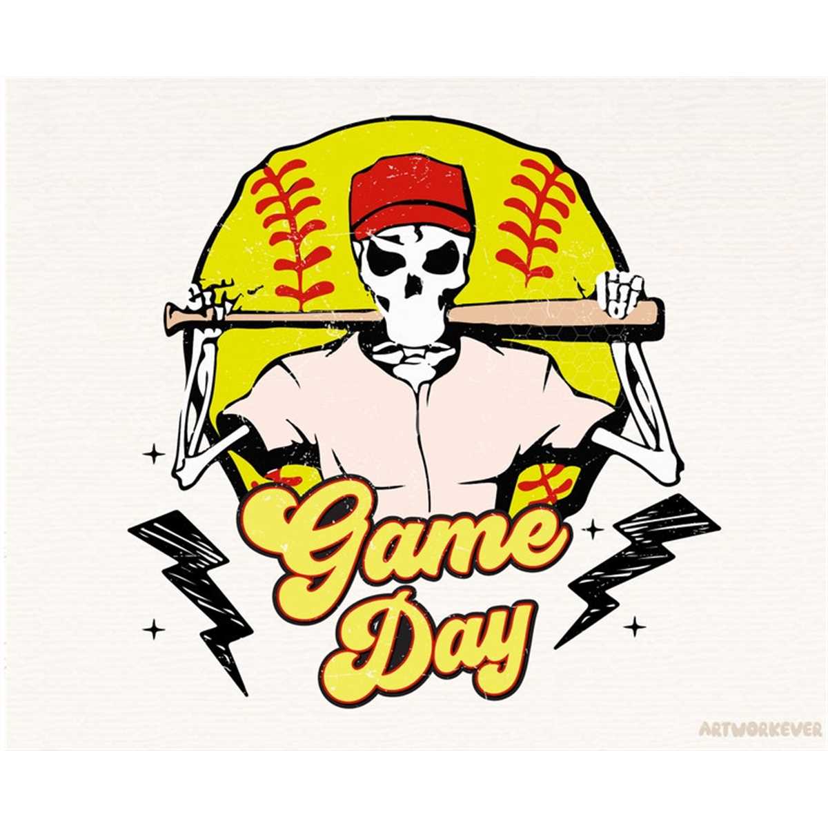 Game Day Softball Skeleton Retro Png, Softball Sublimation D | Inspire ...