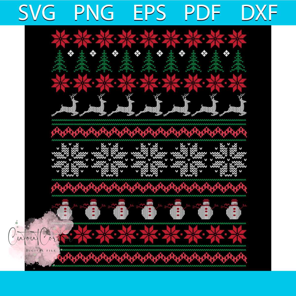 Christmas Pattern Svg, Christmas Svg, Snowflakes Svg, Reinde | Inspire ...