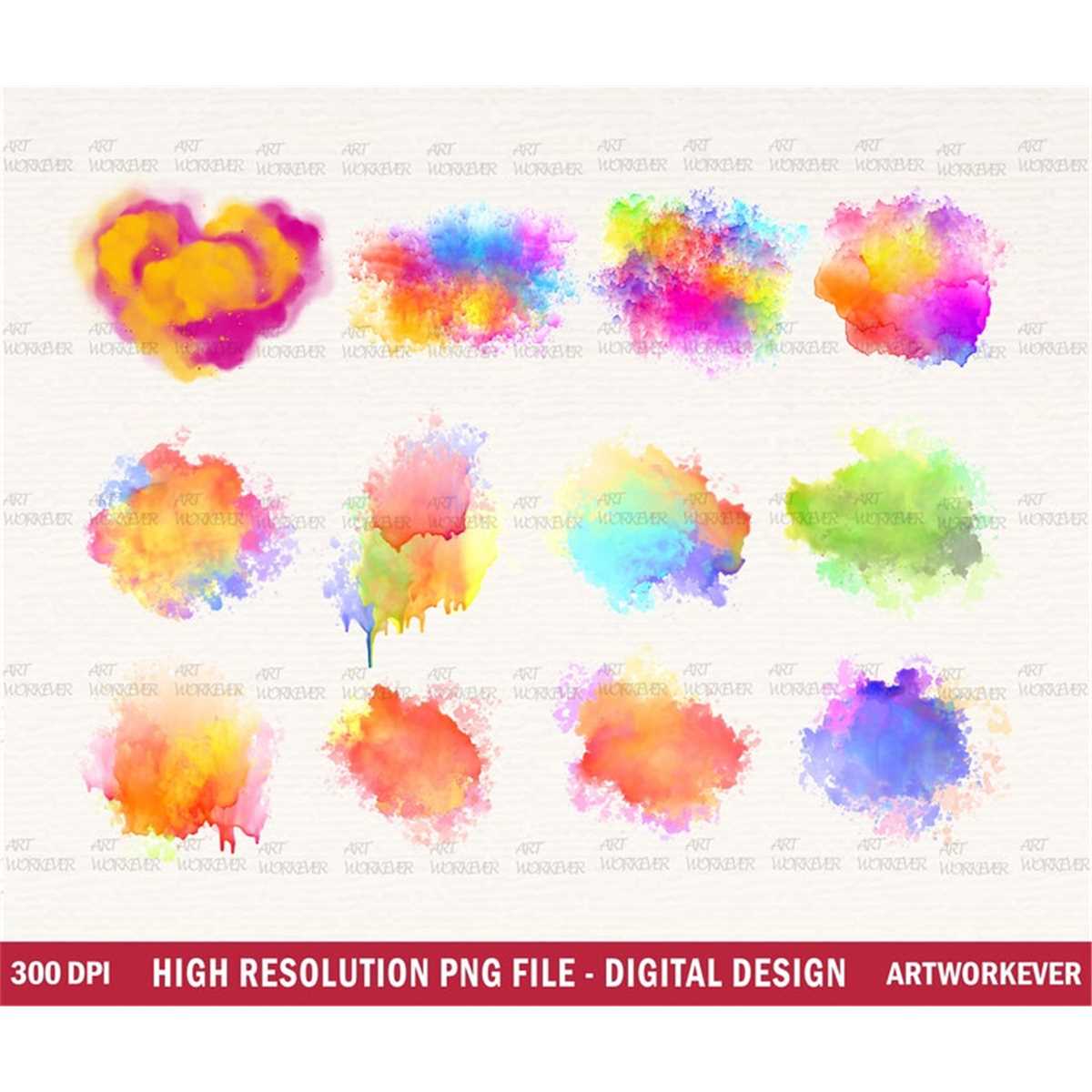 Watercolor Splashes Rainbow Bleach Bundle Png, Bleach Effect | Inspire ...