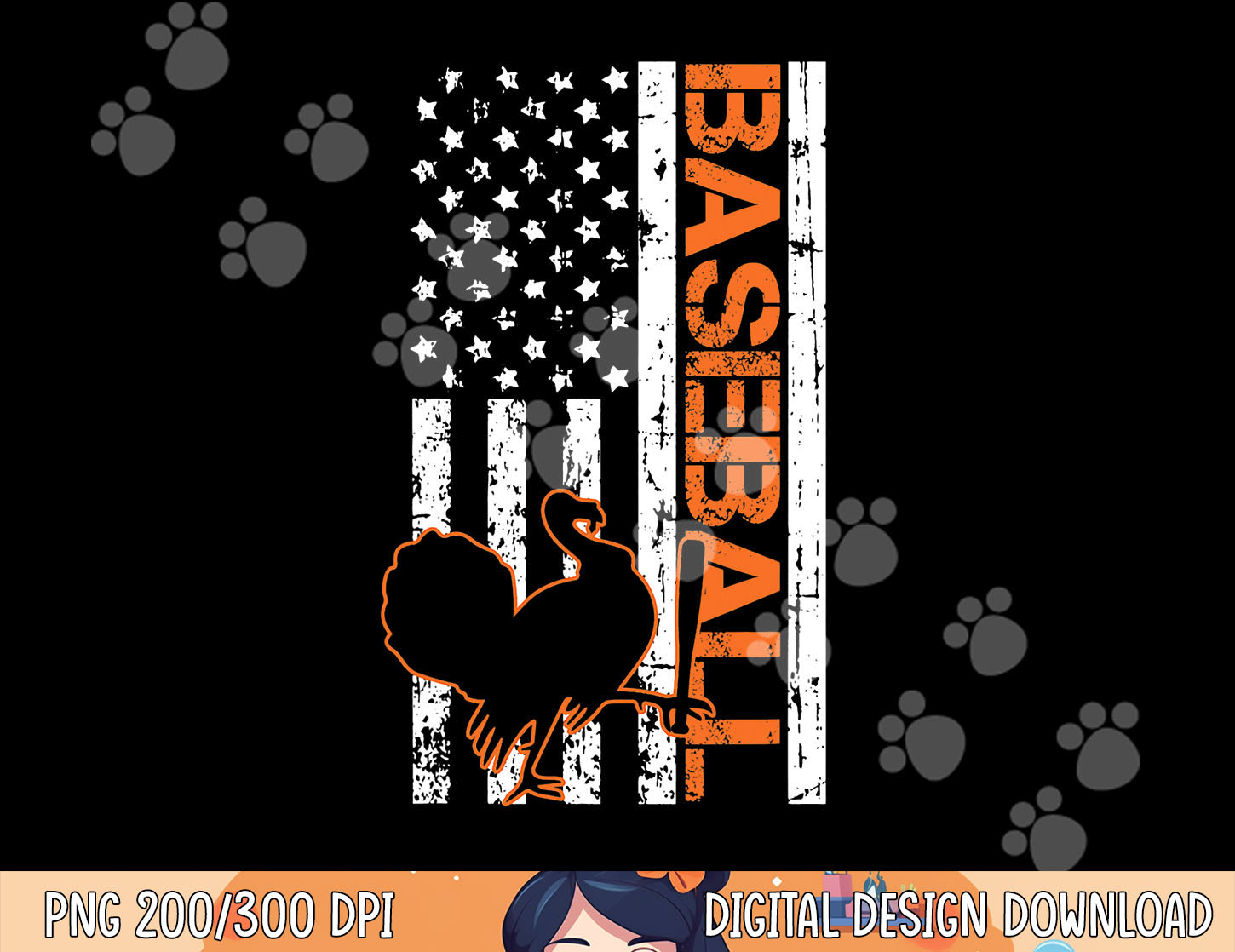 Turkey Baseball American Flag Thanksgiving Day Sport Fall pn | Inspire ...