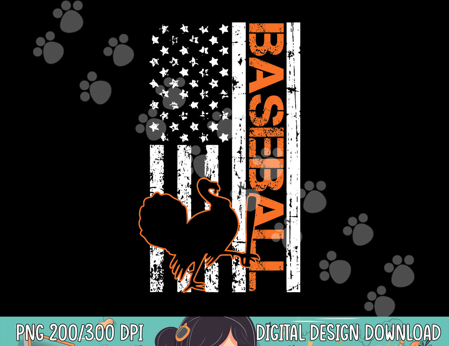 Turkey Baseball American Flag Thanksgiving Day Sport Fall pn | Inspire ...