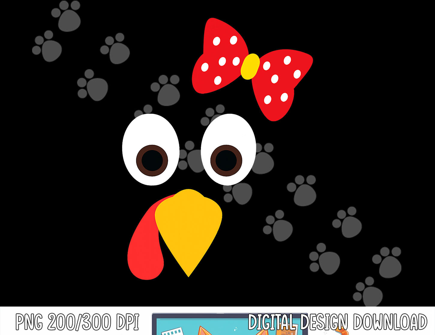 Turkey Girl Face Funny Thanksgiving png, sublimation copy | Inspire Uplift