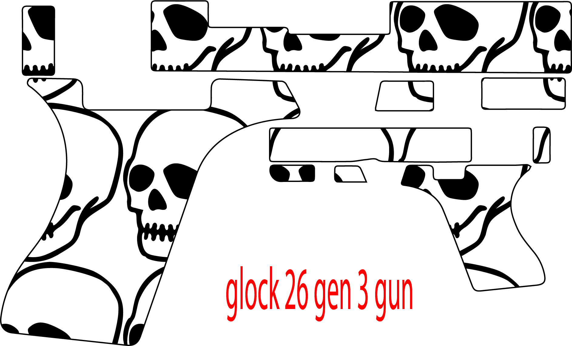 Glock 26 Gen 3 Hand Gun Design seamless skull pattern svg la | Inspire ...