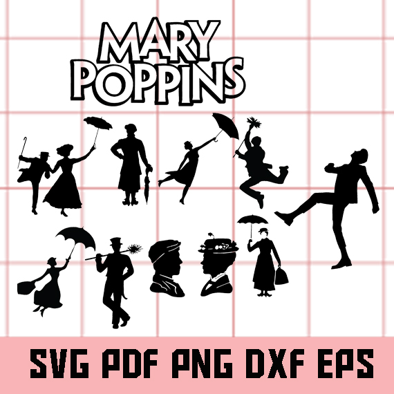 Mary Poppins Svg, Mary Poppins Eps, Mary Poppins Dxf, Mary P | Inspire ...