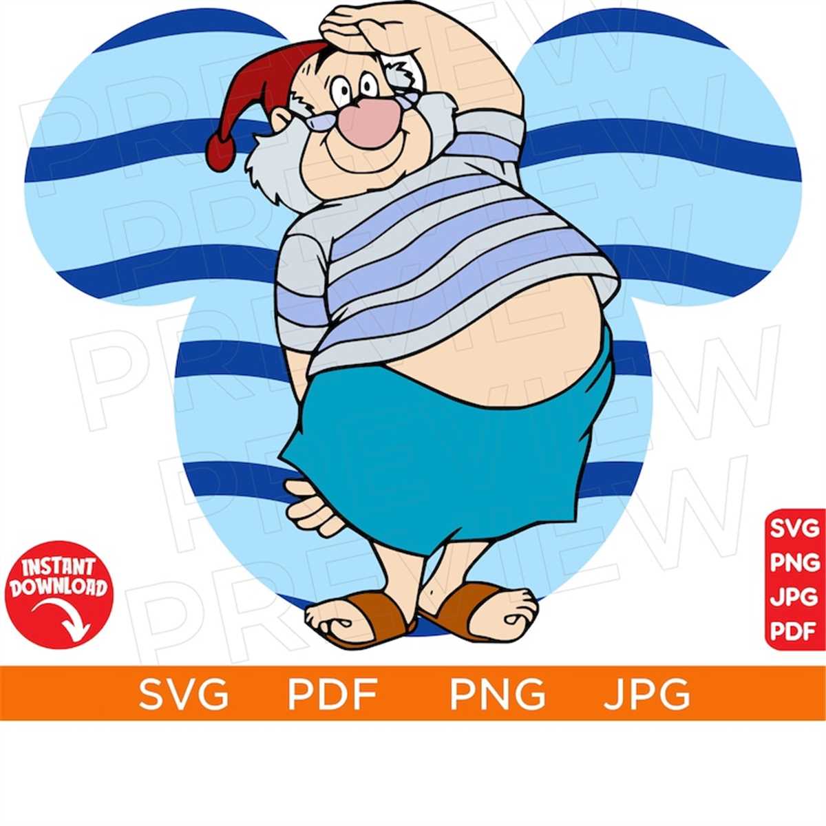 Mr. Smee Vector SVG, Peter Pan SVG, Disneyland Ears clipart - Inspire ...