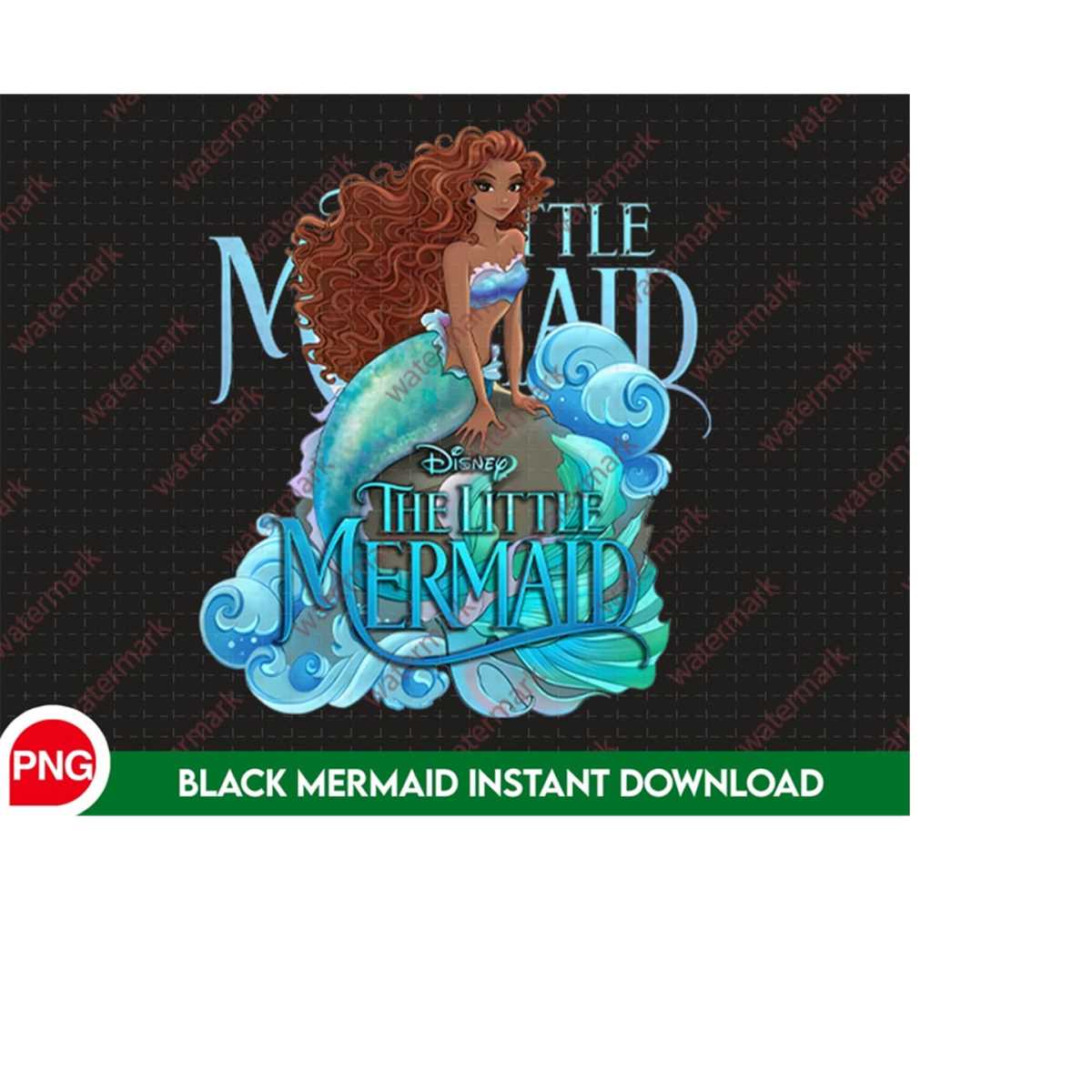 The Little Mermaid PNG Files For Sublimation, Black Mermaid | Inspire ...