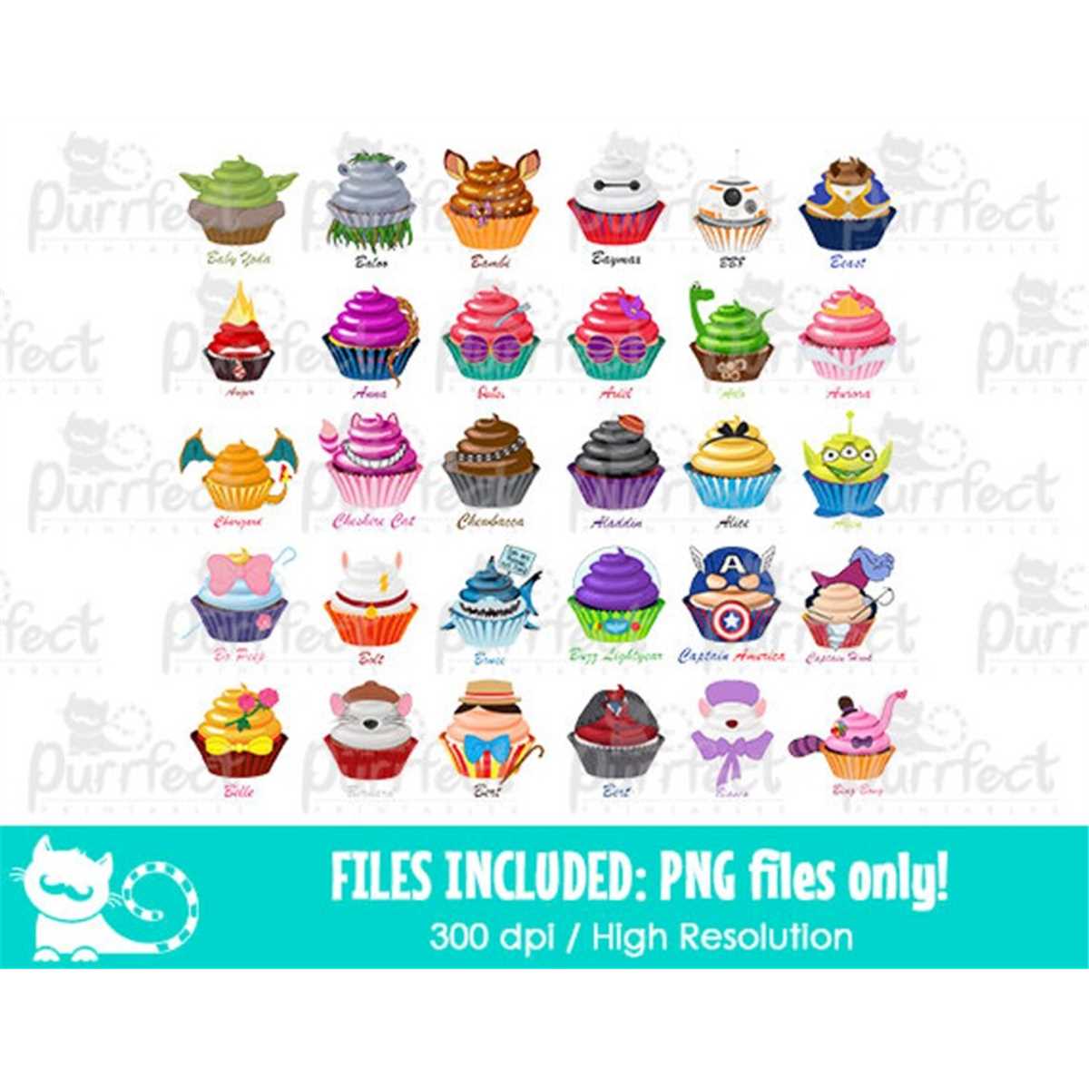 All Valentines Character Cupcakes Design Bundle Design PNG F | Inspire ...