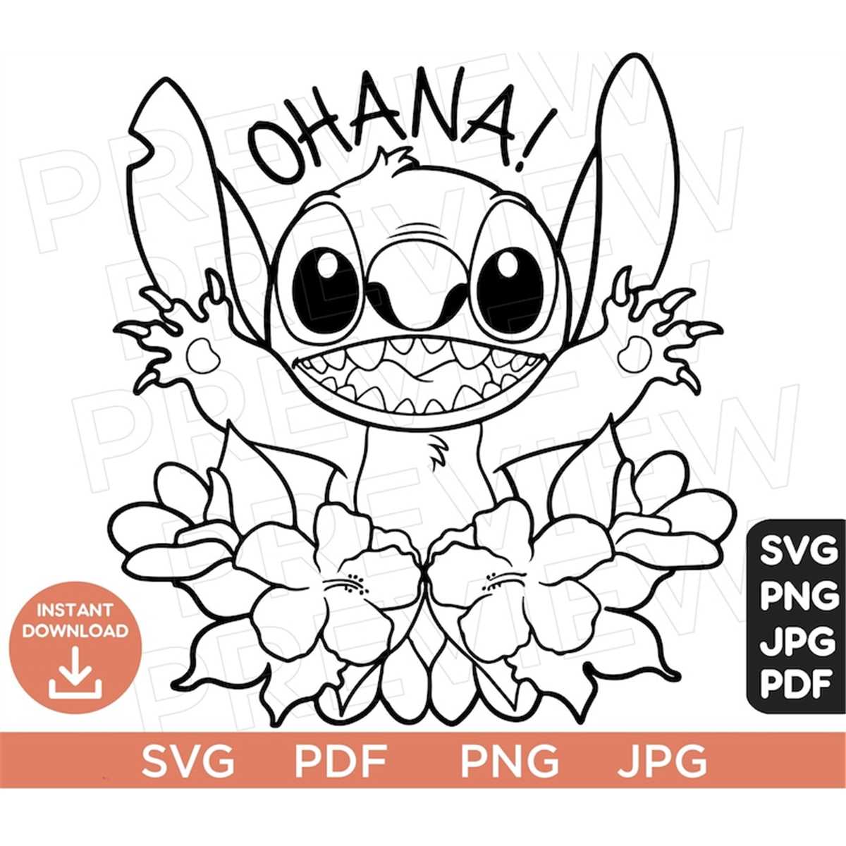 Ohana Svg, Stitch svg Ears svg png clipart, cricut design Sv - Inspire ...