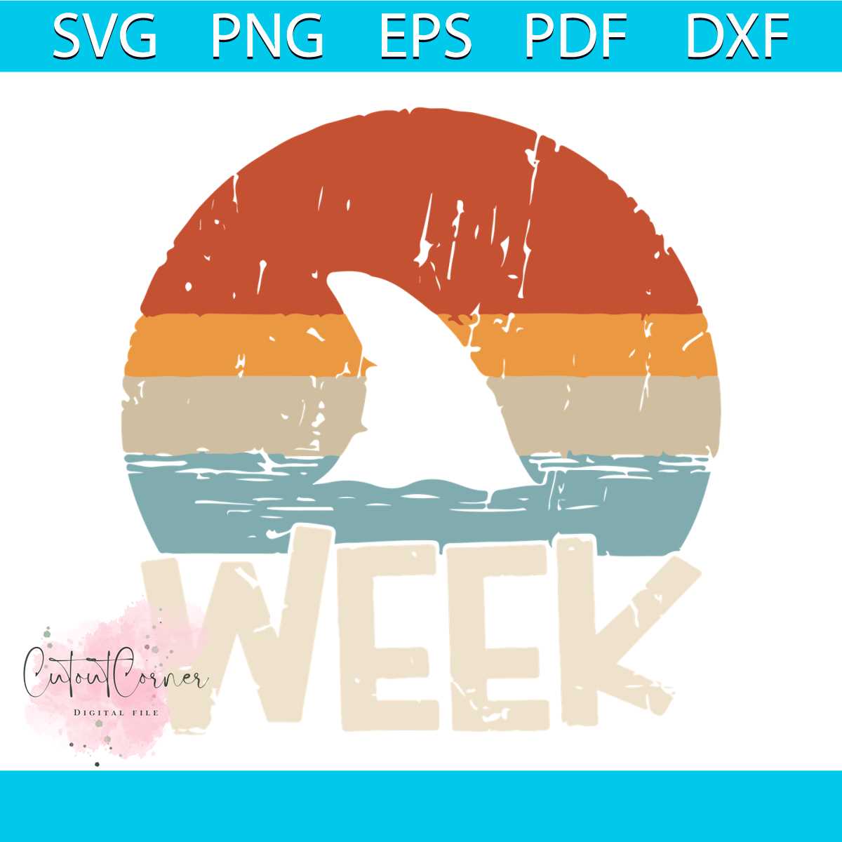 Shark Week Vintage Save The Sharks SVG Cutting File | Inspire Uplift