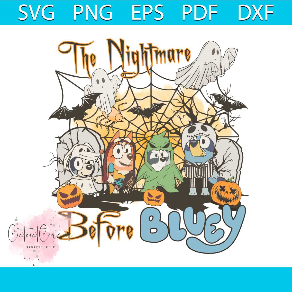 Halloween The Nightmare Before Bluey PNG Sublimation - Inspire Uplift