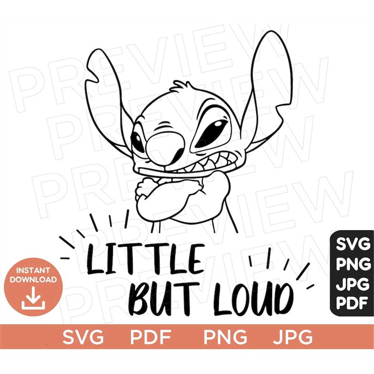 Little But Loud Svg, Stitch svg Ears svg png clipart, cricut - Inspire ...