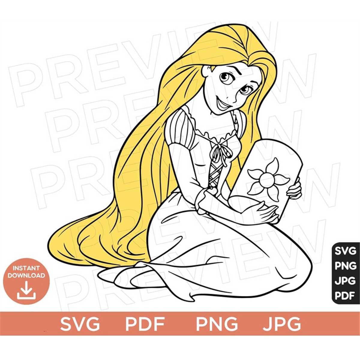 Rapunzel Princess Vector SVG, Tangled SVG, Disneyland Ears S - Inspire ...