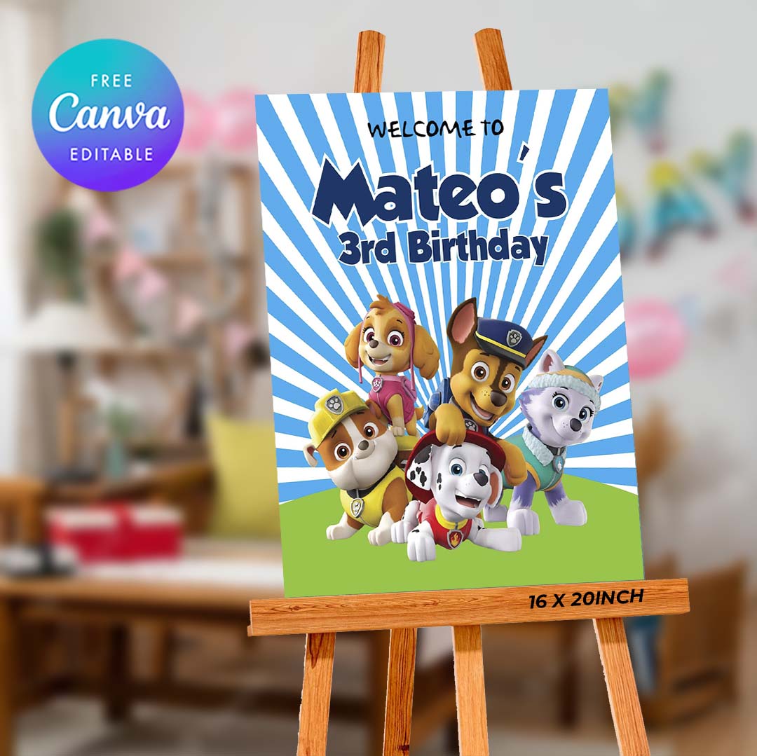 Paw Patrol Welcome Sign Template, Paw Patrol Birthday Welcom - Inspire ...