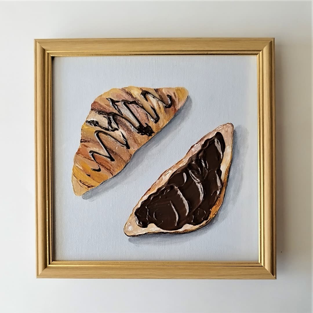 Croissant Still Life Painting | Textured Art Wall Decoration | Inspire ...