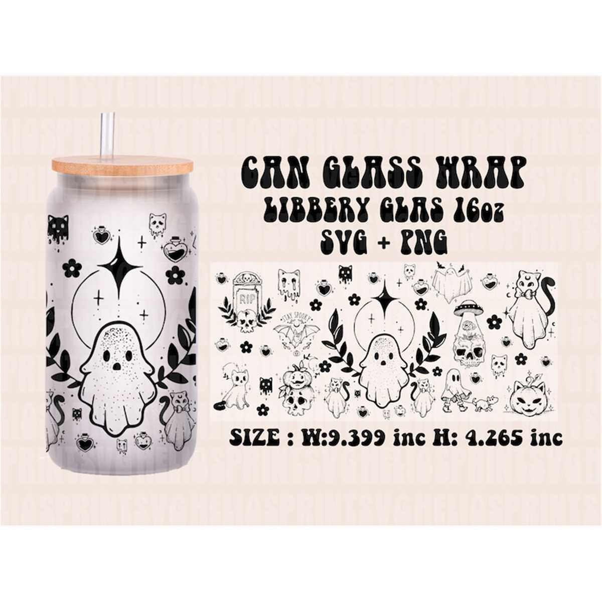 Retro Ghosts SVG For Libbey 16oz Can Glass, Halloween Can Gl | Inspire ...