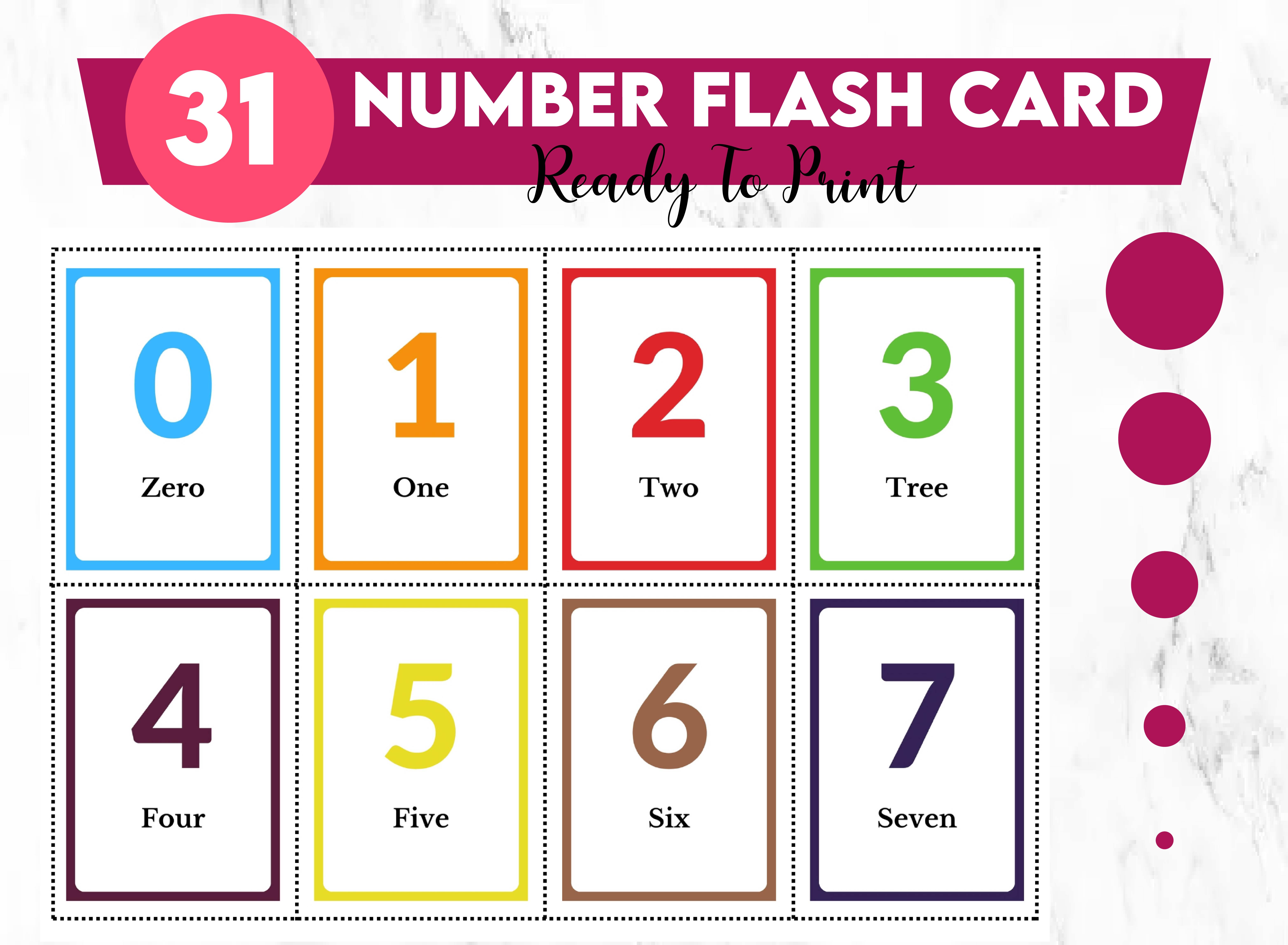 Numbers Flash Cards, Preschool Counting Flash Cards,Number C | Inspire ...