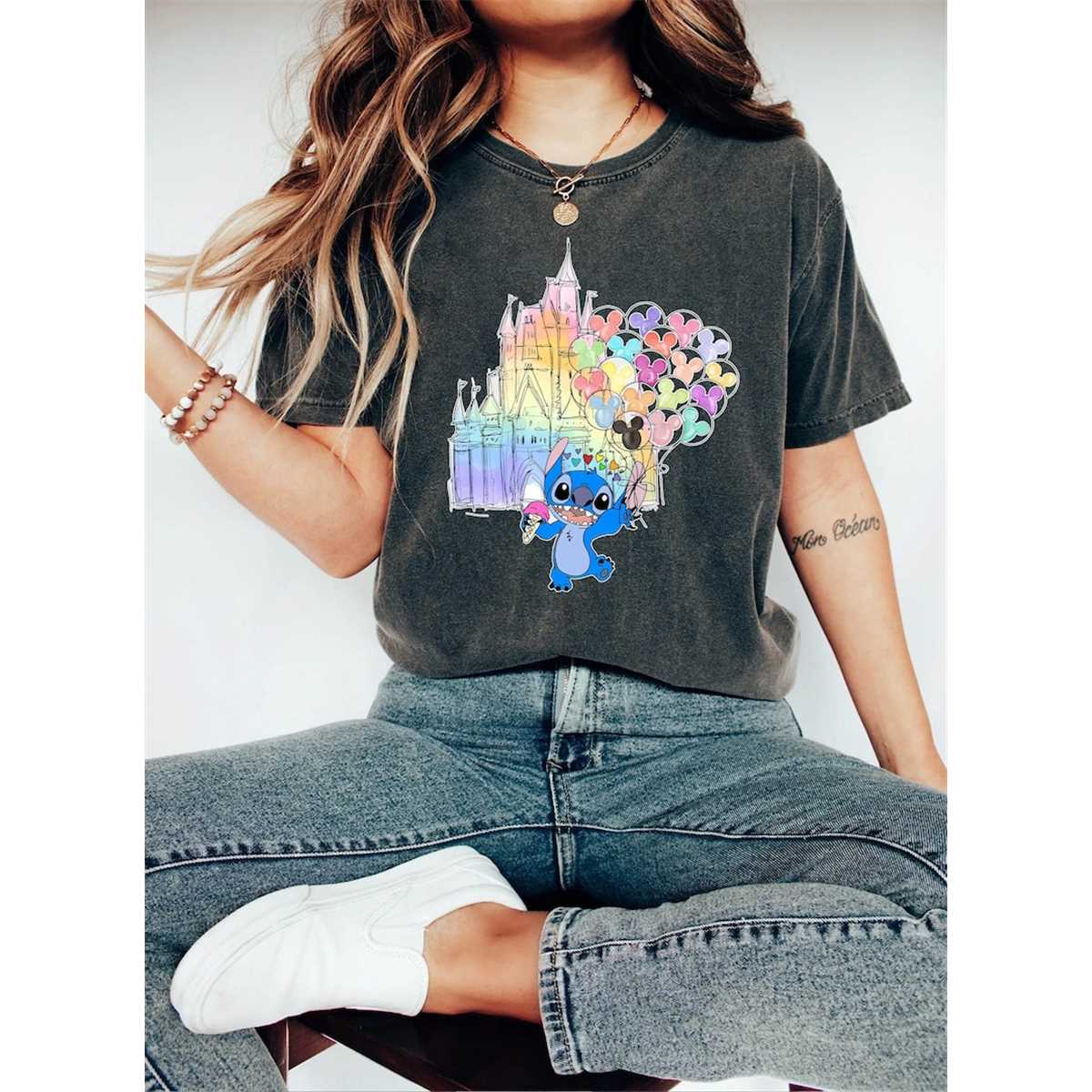 Disney Stitch Watercolor Castle Shirt, Disney Stitch Balloon | Inspire ...