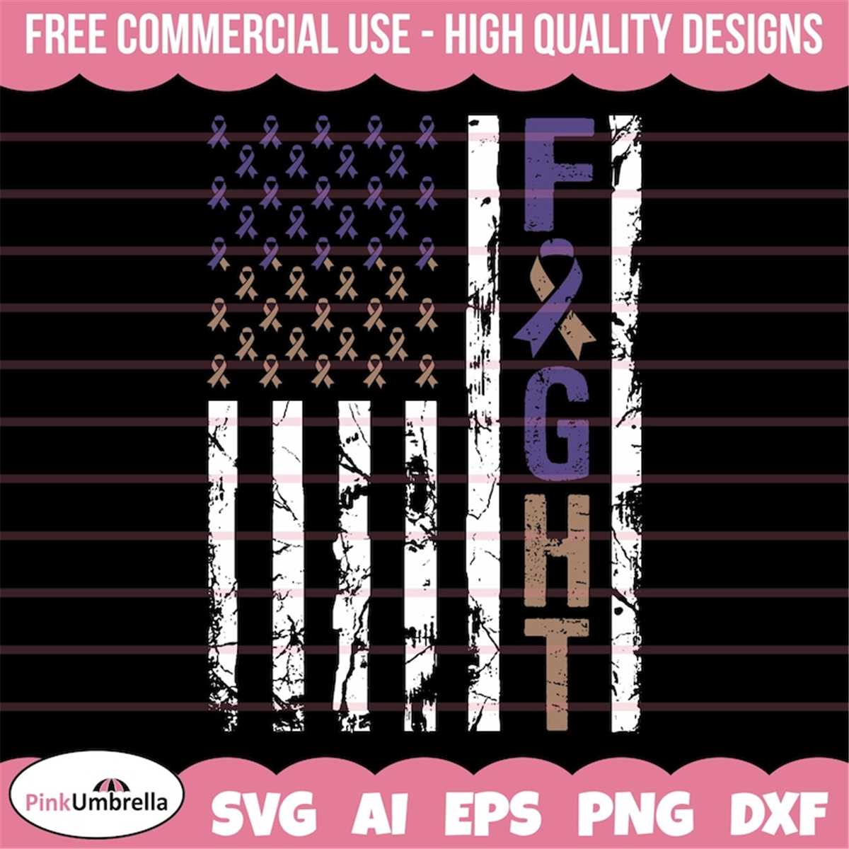 Bladder Cancer Fight USA Flag Svg, Cancer Ribbon SVG, Bladde | Inspire ...