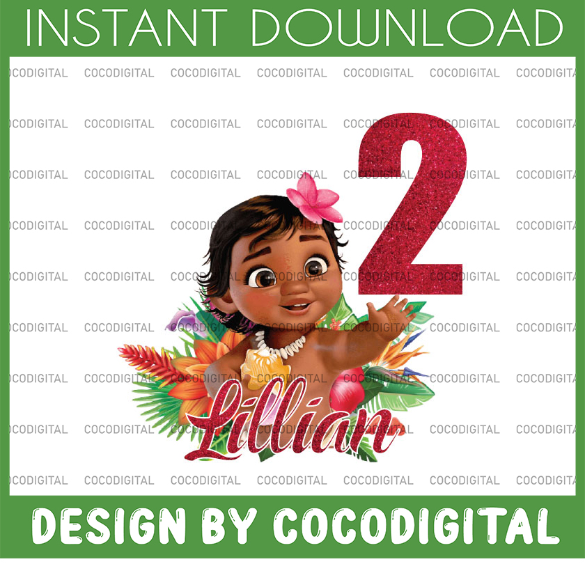 Personalized Name And Ages, Moana Birthday Girl PNG Digital | Inspire ...