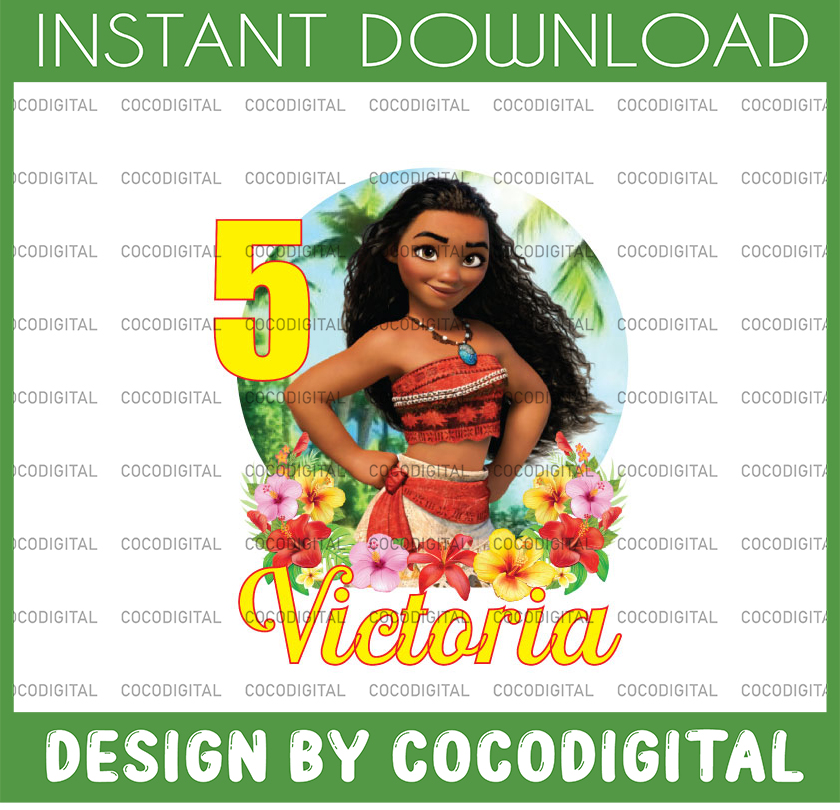 Personalized Name And Ages, Moana Birthday Girl PNG Digital | Inspire ...