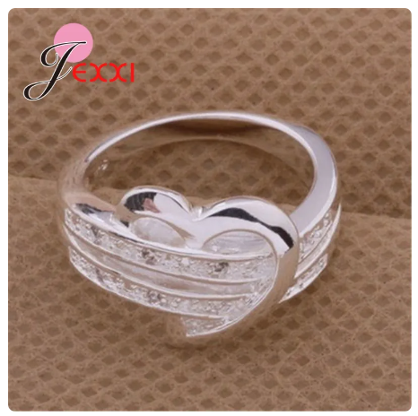 Engagement Ring Heart Shape Double Rows Design Original 925 - Inspire ...