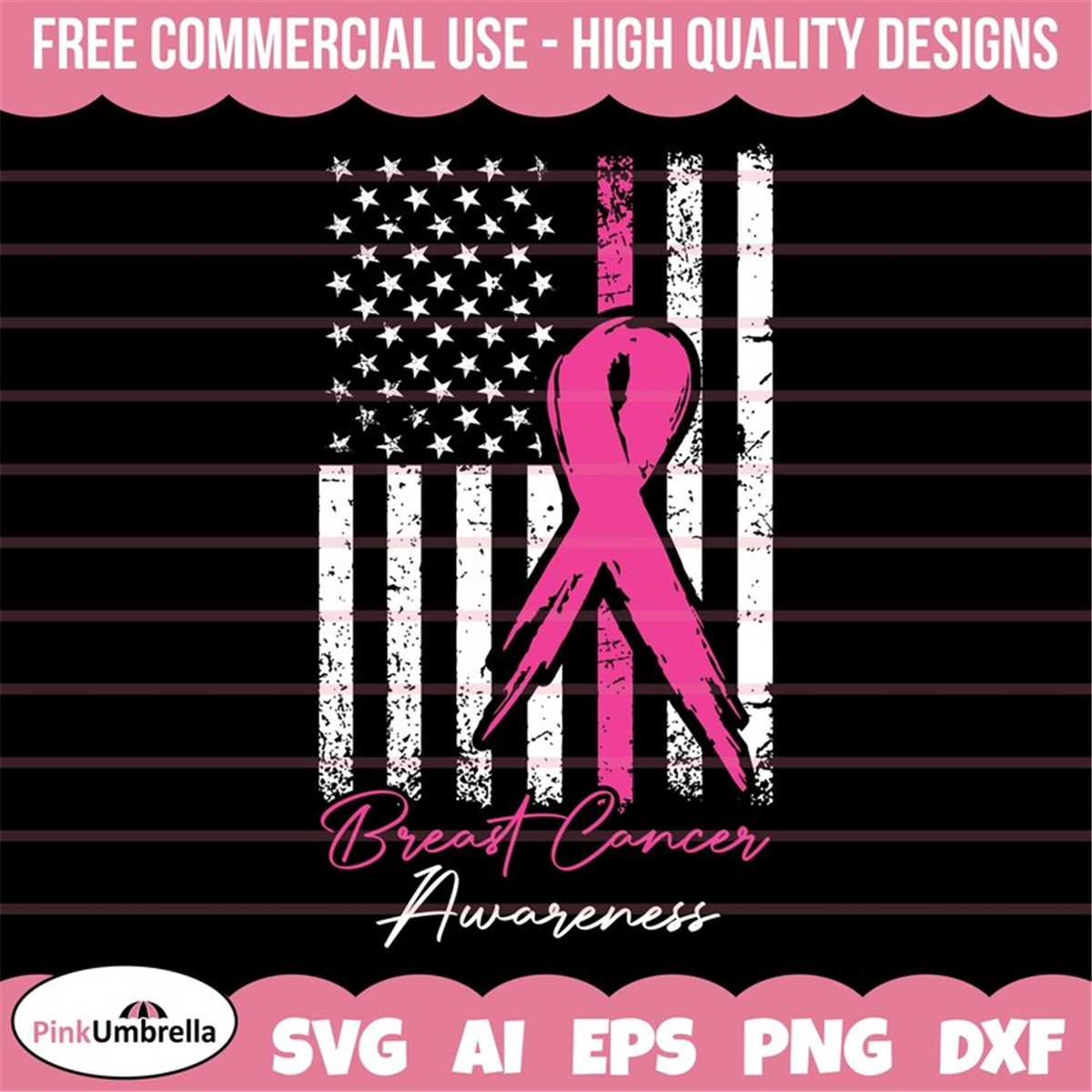 Pink Ribbon American Flag, Breast Cancer Svg, Breast Cancer | Inspire ...
