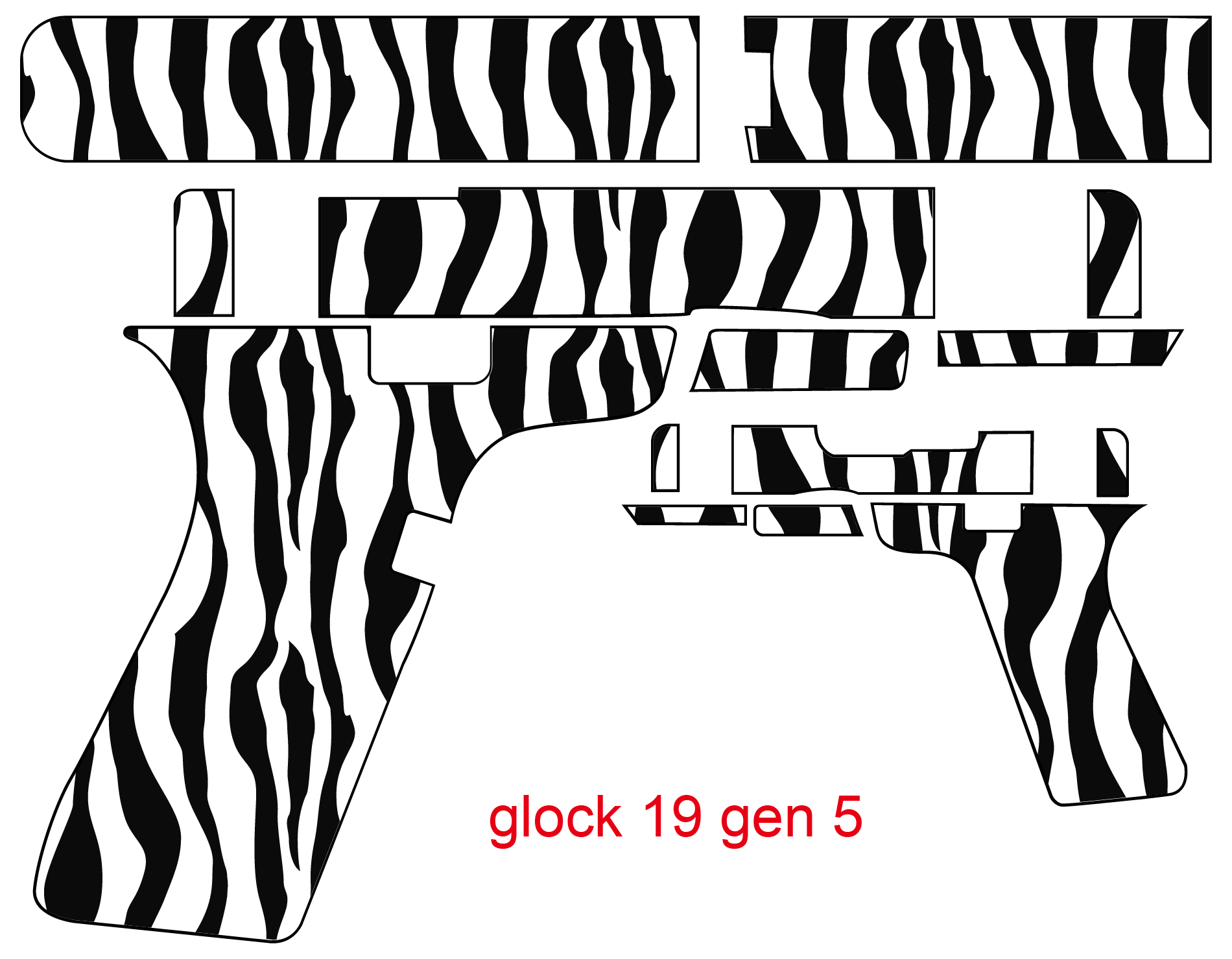 Glock 19 gen 5 Gun Design abstract pattern vector svg fiber | Inspire ...